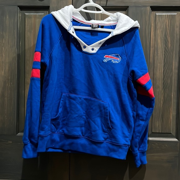 Tops | Buffalo Bills Red White Blue Hoodie With Front Stitched Logo And ...